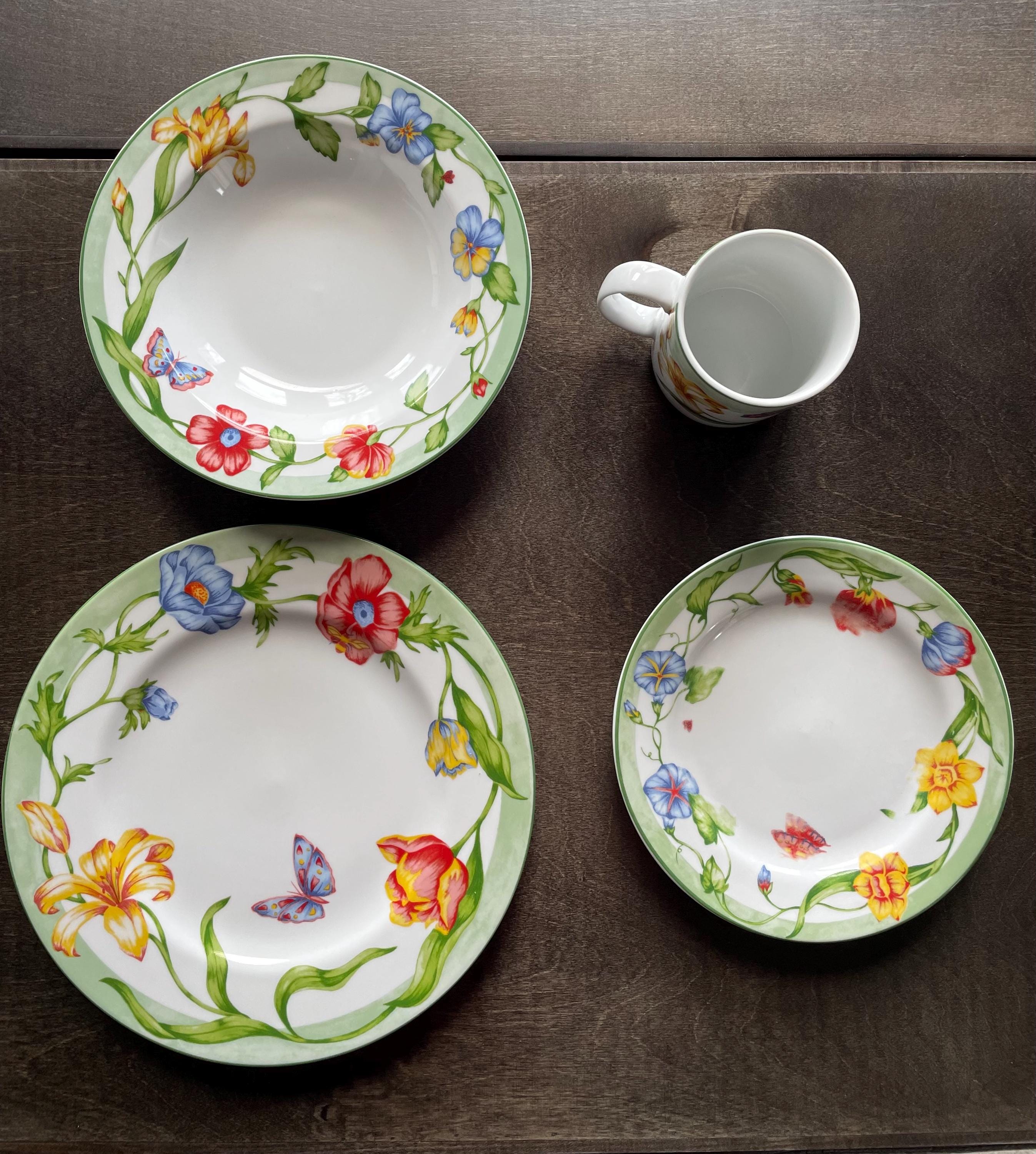 Coventry Secret Garden Fine Porcelain Dinnerware – Floral & Butterfly ...