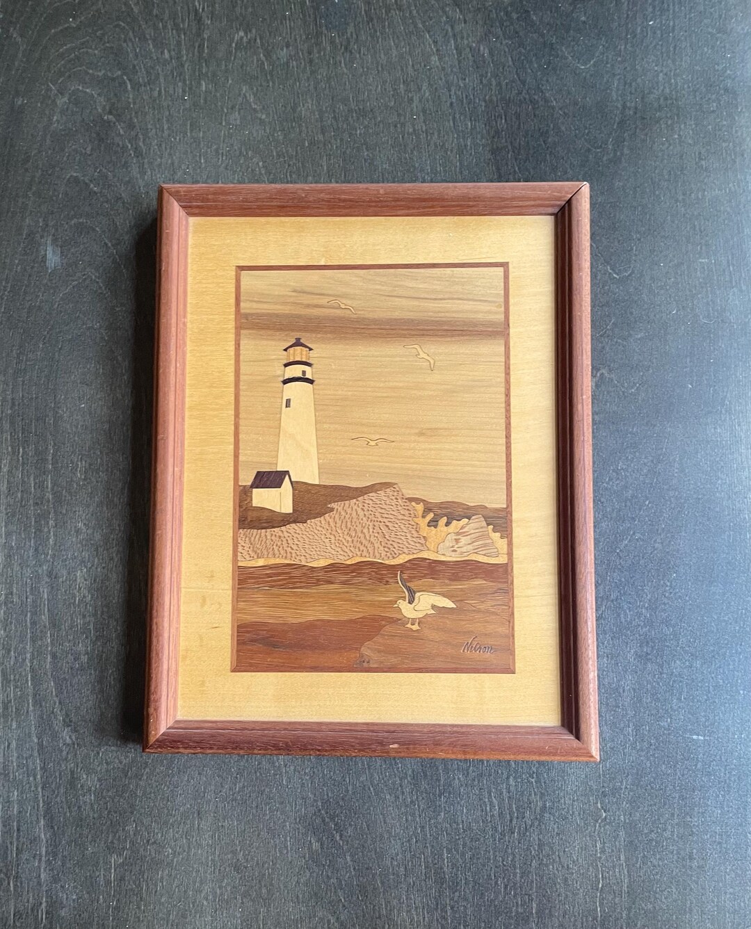 Hudson River Inlay Lighthouse Marquetry Wood Artwork – Vintage ...