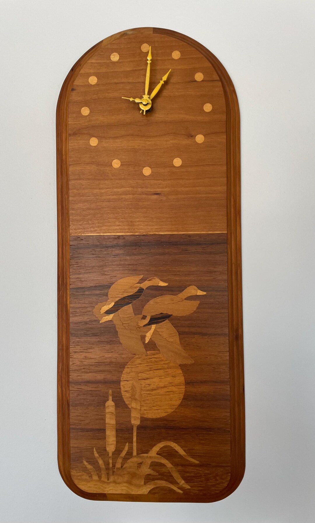 Handcrafted Wooden Duck Clock: Marquetry Inlay, Rustic Cabin Decor - Etsy