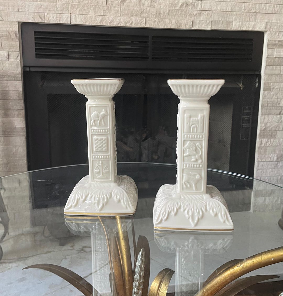 Lenox Judaic Collection Sabbath Candlesticks Pair | 12 Tribes of Israel ...