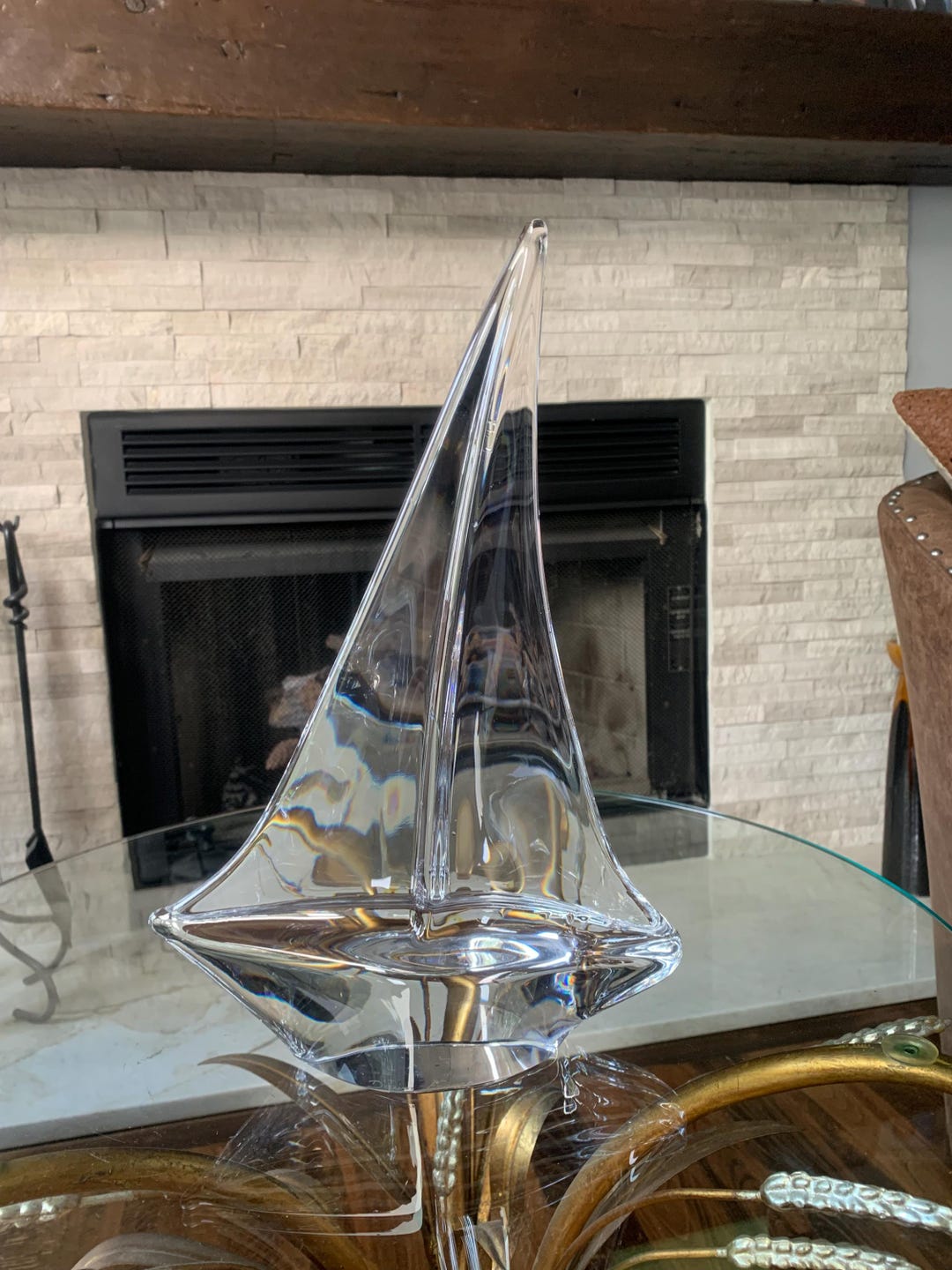 Vintage Daum France Crystal Sailboat Sculpture: French Art Glass Decor ...
