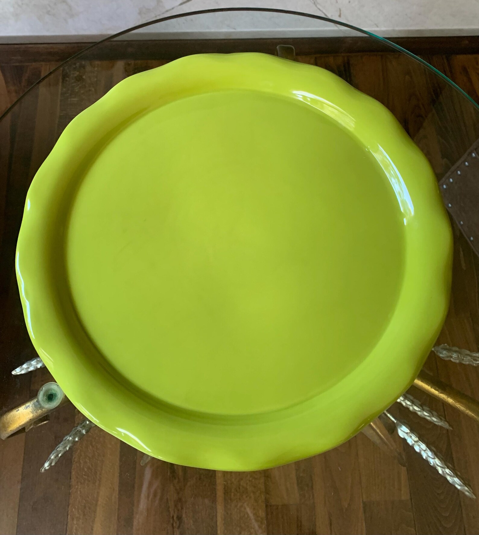 Grace Teaware Green Cake Stand | Vintage Ruffled Edge Pedestal - Etsy