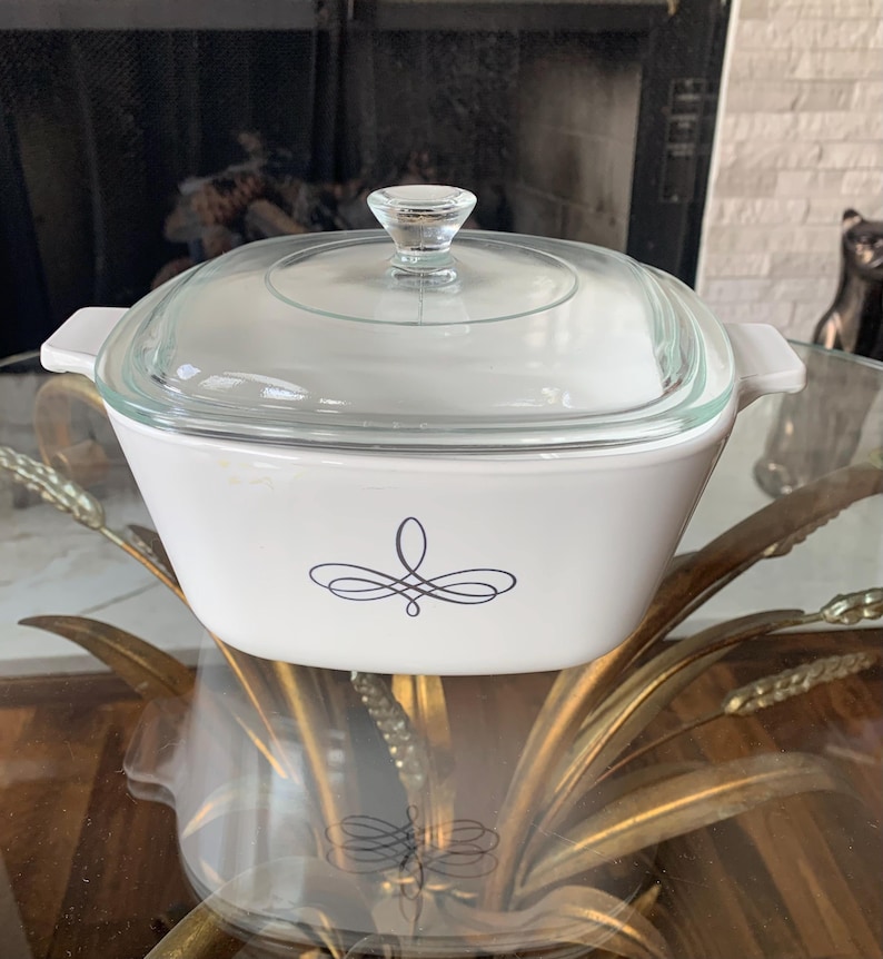 Vintage Corningware Black Trefoil Casserole Dish With Lid 1.75 Qt P-3/4 ...