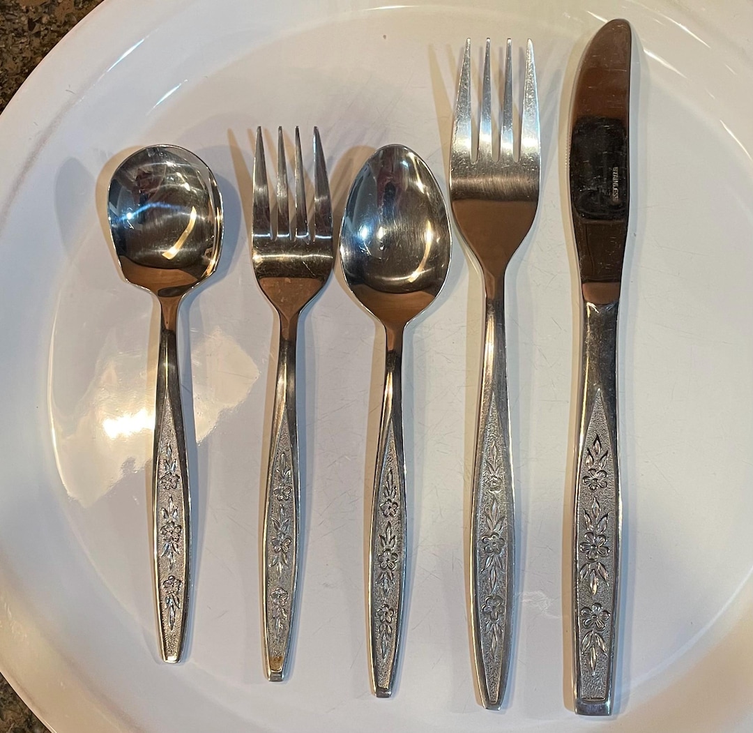Rose Cotillion Stainless Flatware Set: Mid-century Floral Design - Etsy