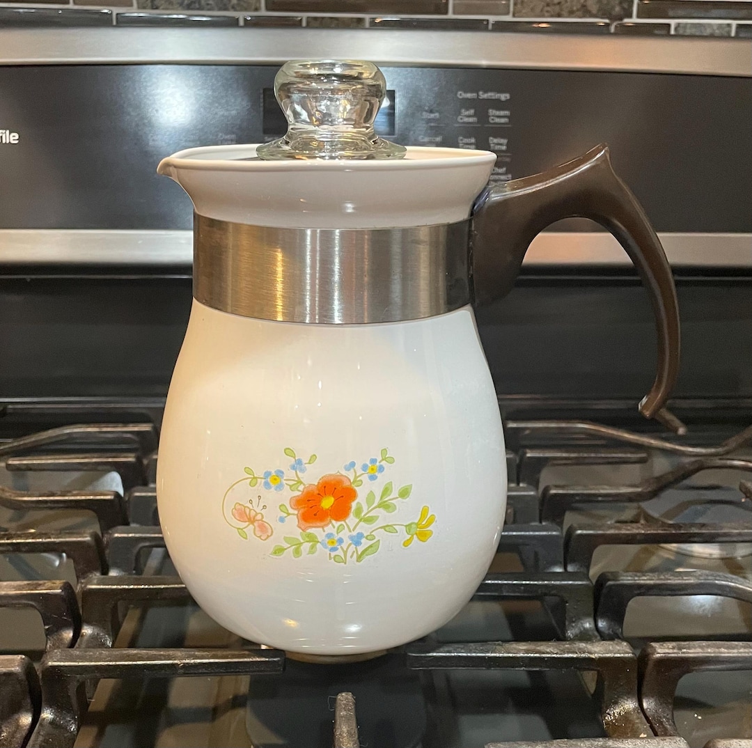 Corningware 6-cup Wildflower Pattern Coffee Pot, Vintage Stovetop ...