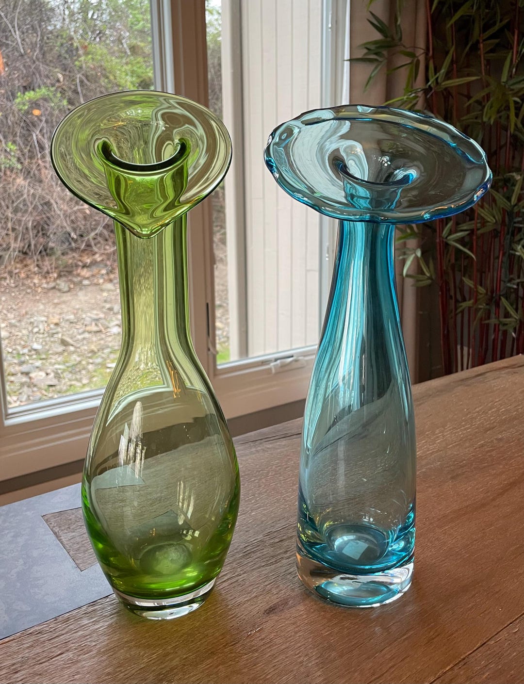 Krosno Art Glass Vase: Hand-blown Flared Mouth, 15" Tall - Etsy