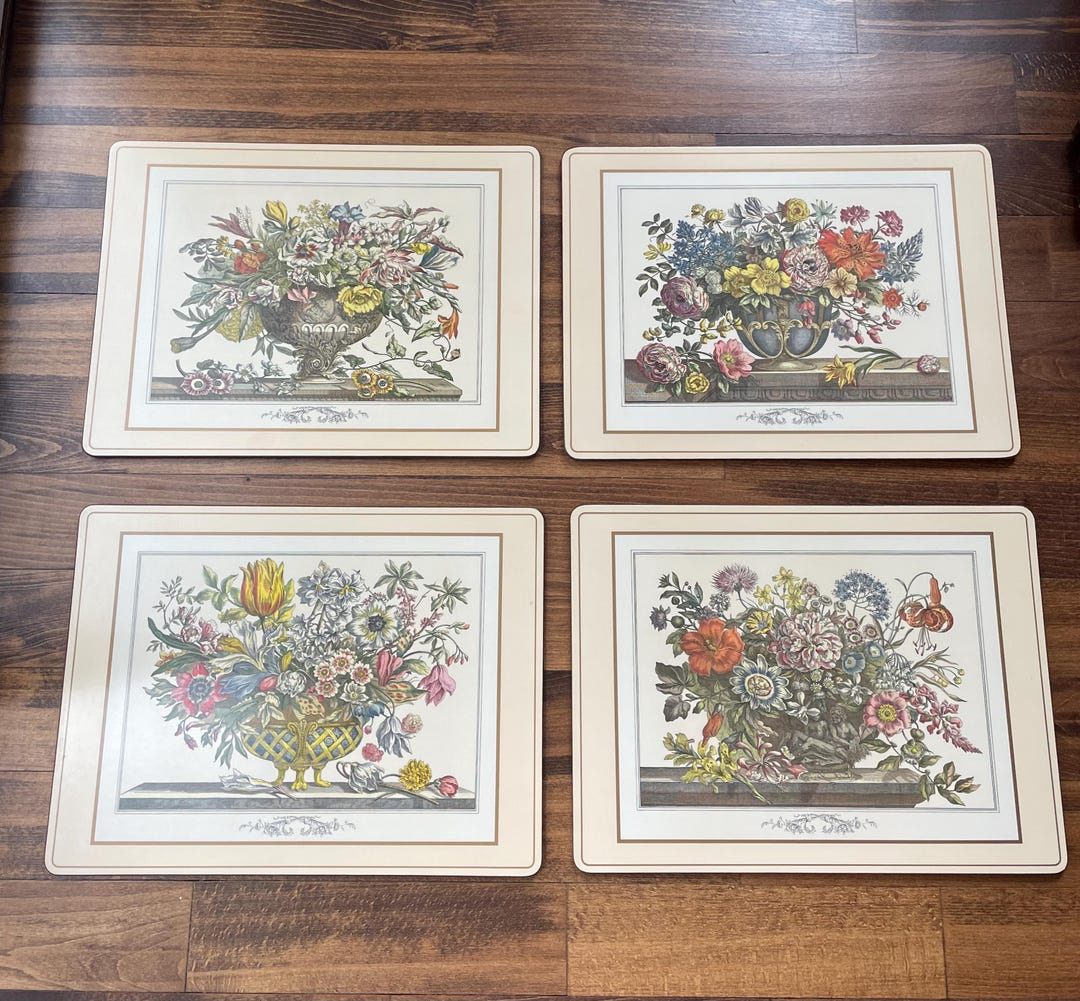 Vintage Placemats Pimpernel Victorian Floral Pattern Set of 4 Durable ...