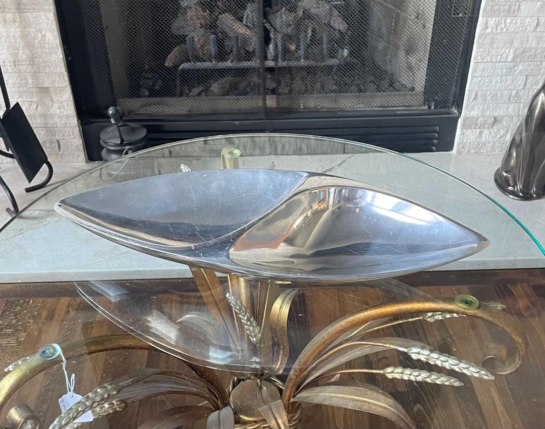 Nambe 672 Mid Century Modern Double Serving Dish Sculptural Metal Alloy ...