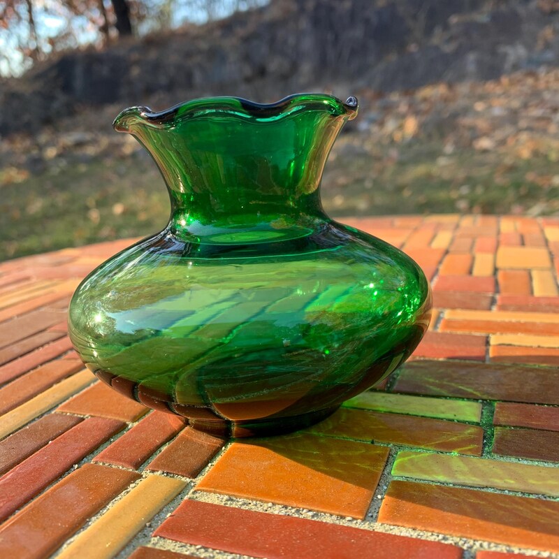 Green Glass Vase - Etsy