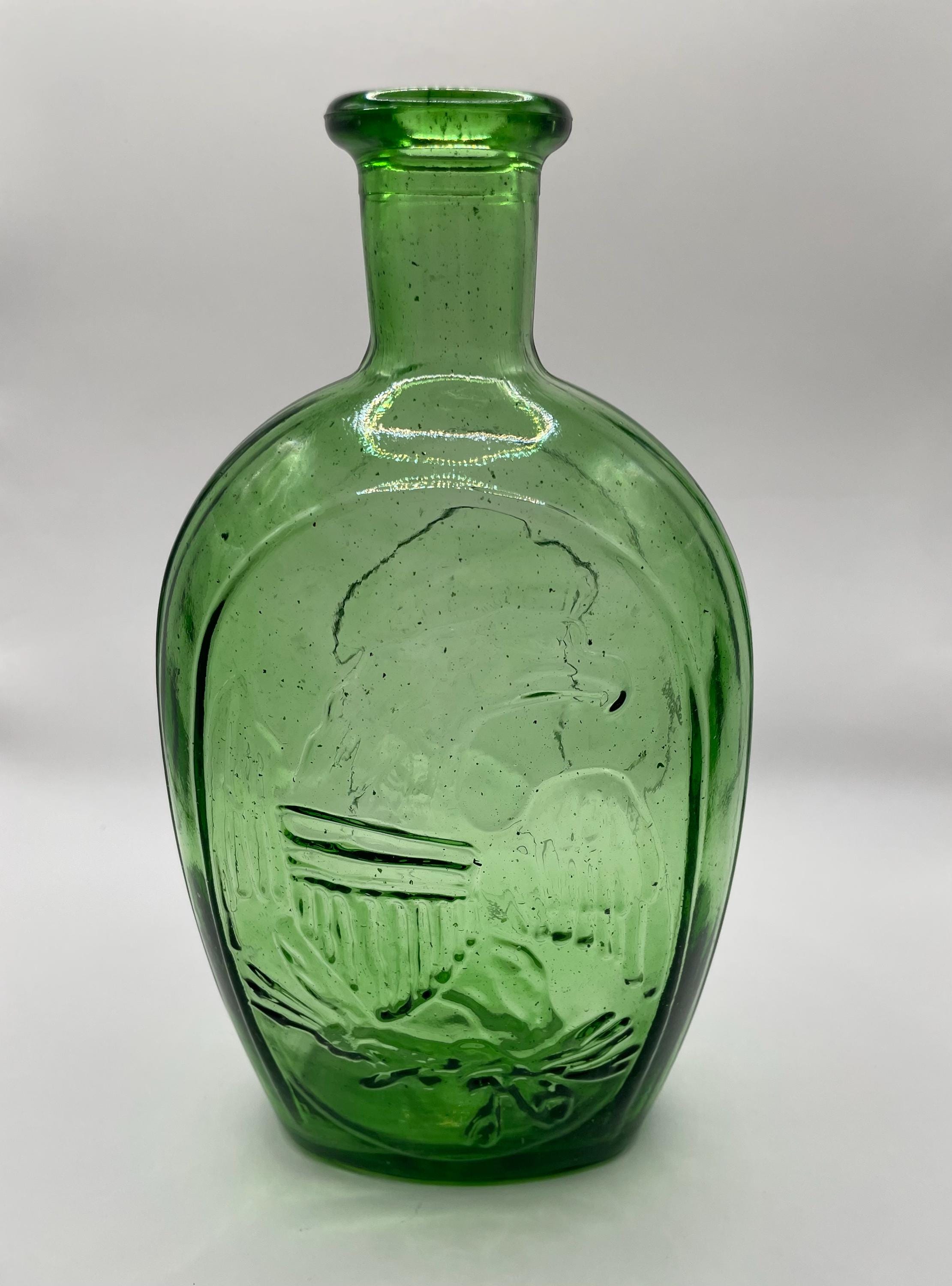 Vintage Wheaton Green Glass Decanter: Lady Liberty & American Eagle - Etsy