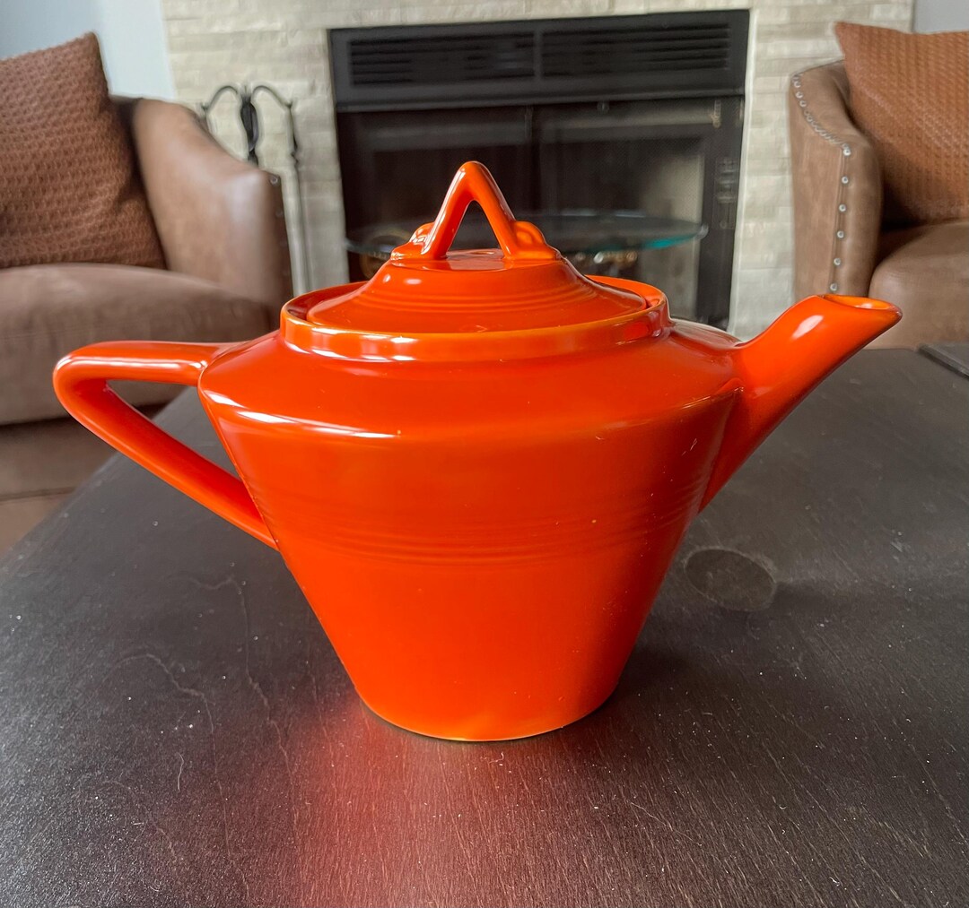 Vintage Harlequin Fiestaware Style Teapot Homer Laughlin Red Unmarked ...