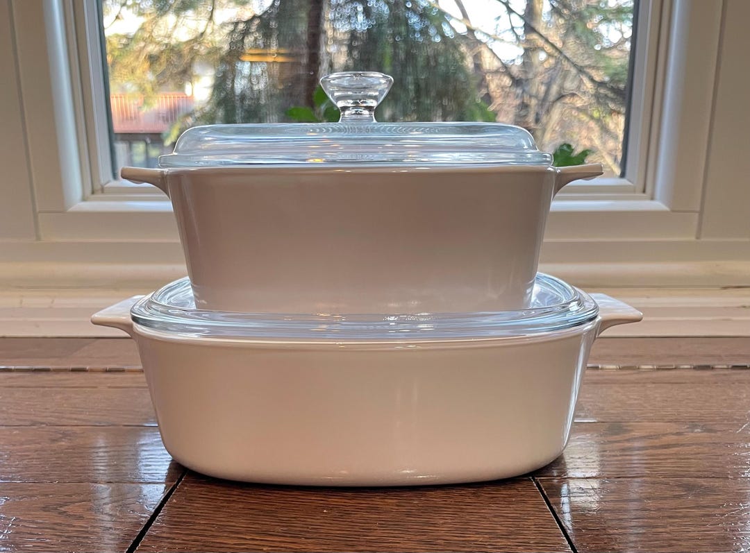 Corningware All White Lidded Casserole Dish Set – 1.5L A-1-5-B and 2L A ...