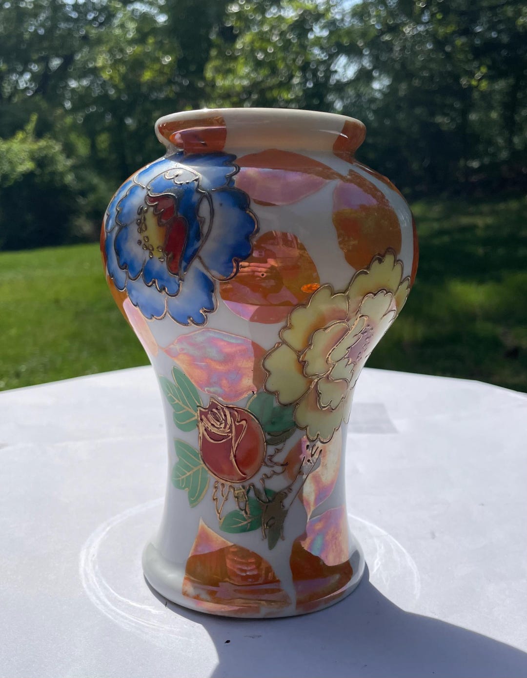 Japanese Porcelain Vase by Tashiro Shoten Elephant Mark, Hand Painted ...