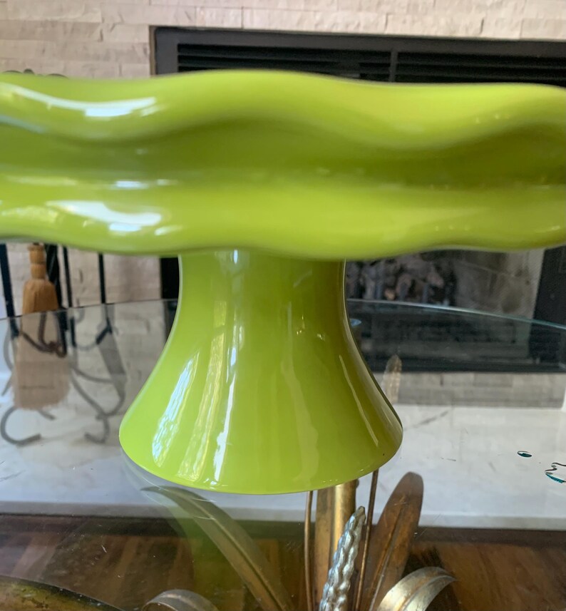 Grace Teaware Green Cake Stand | Vintage Ruffled Edge Pedestal - Etsy