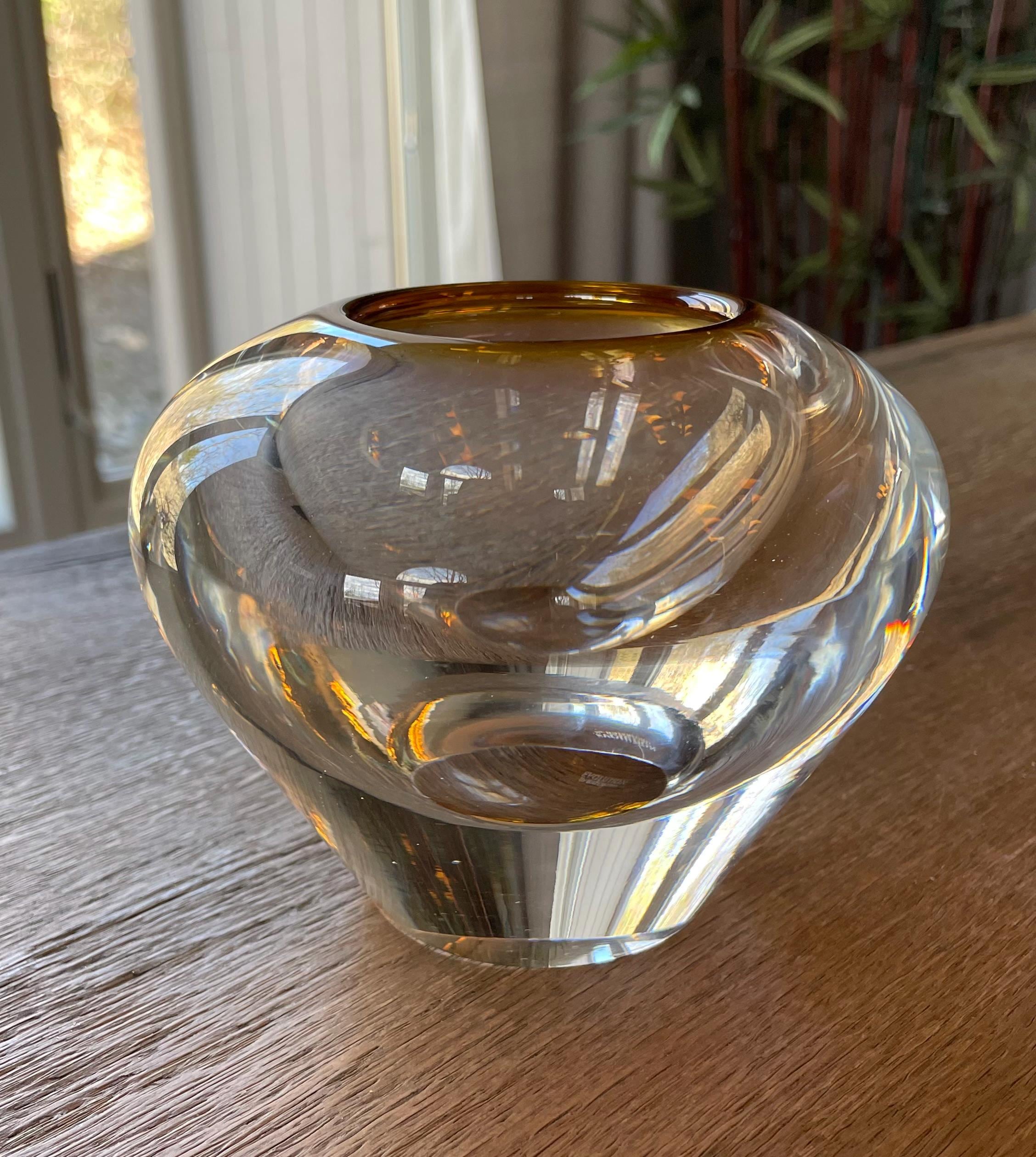 Vintage Waterford Crystal Vase: Evolution Amber Rim Squat Vase - Etsy