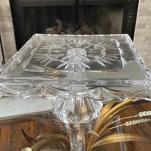 Vintage Square Crystal Cake Stand - Etsy