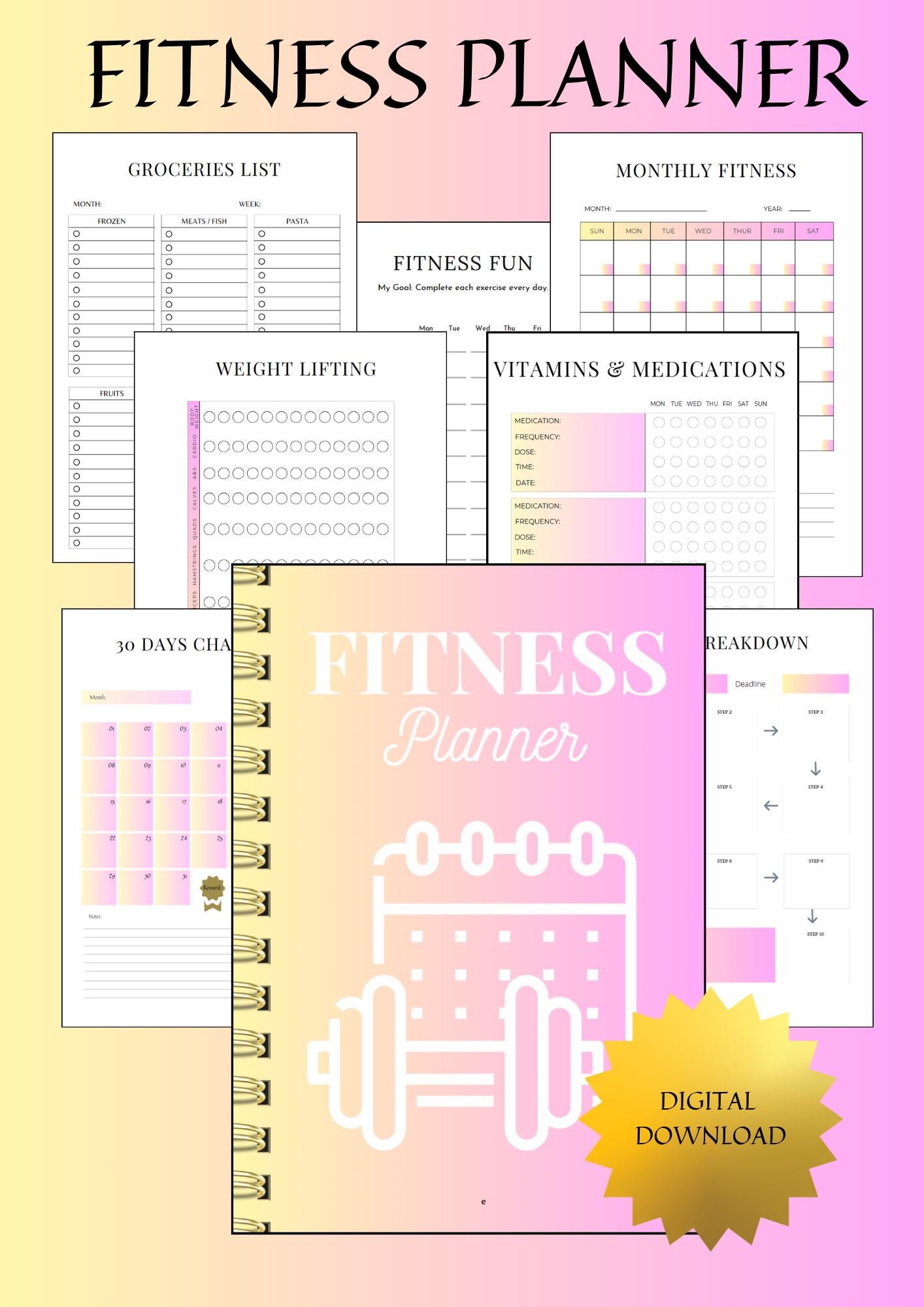 Digital Fitness Planner - Etsy