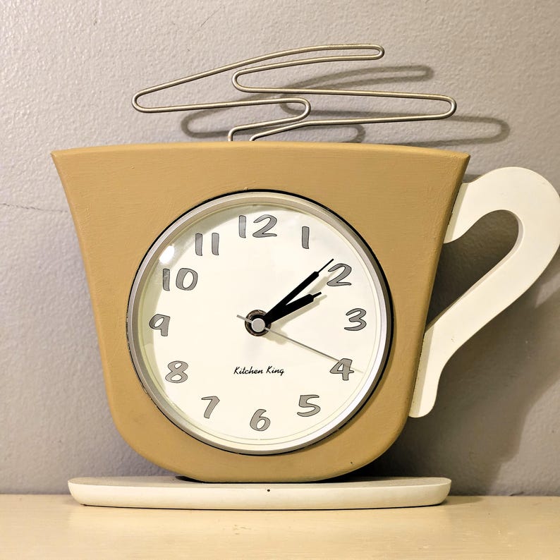 Retro Diner Coffee Cup Wall Clock Vintage Battery-operated Quartz ...