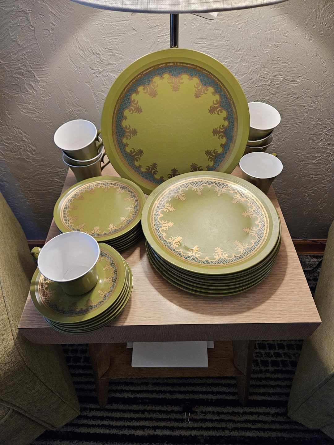 Vintage Allied Chemical 33 Piece Dining Set Platter Plates Cups and ...
