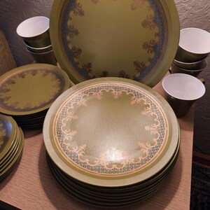 Vintage Allied Chemical 33 Piece Dining Set Platter Plates Cups and ...