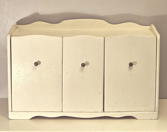 Vintage White Wooden Tilt-out Flour Bin With 3 Drawers - Rustic ...