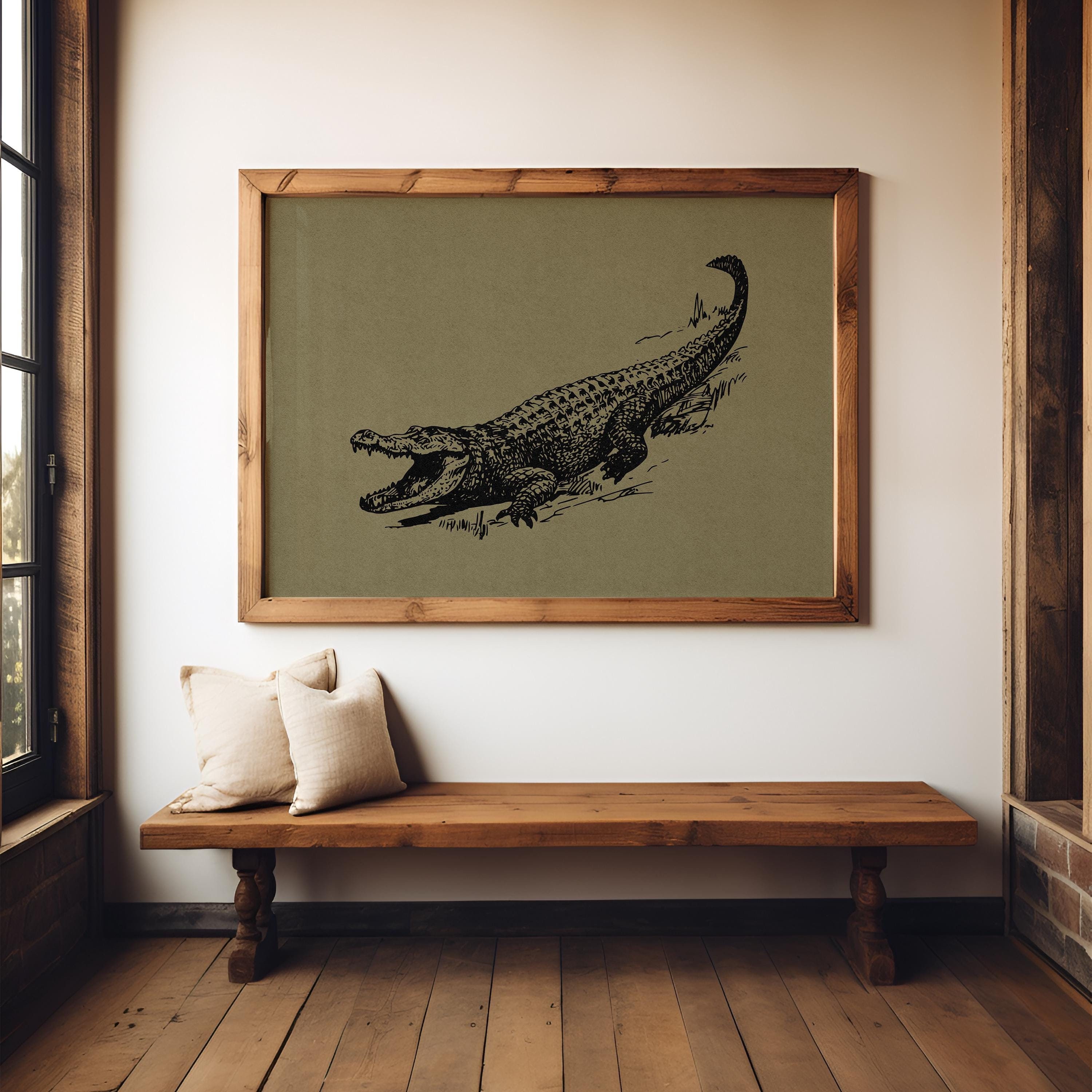 Vintage Alligator Illustration Print: Modern Southwestern Decor - Etsy