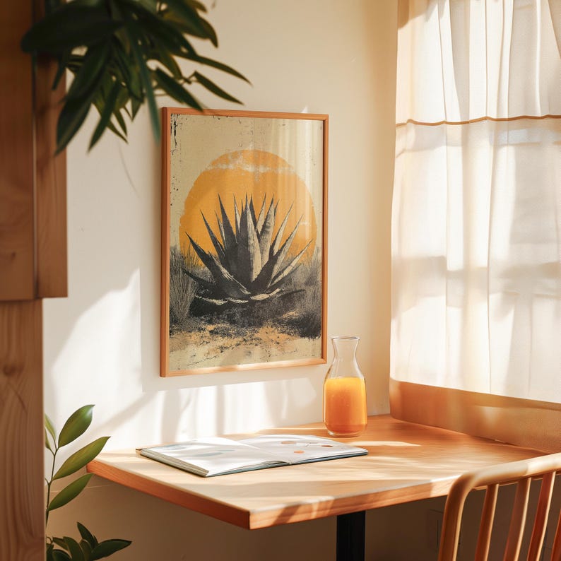 Agave Letterpress Style Print | Modern Western Decor | Southwestern ...