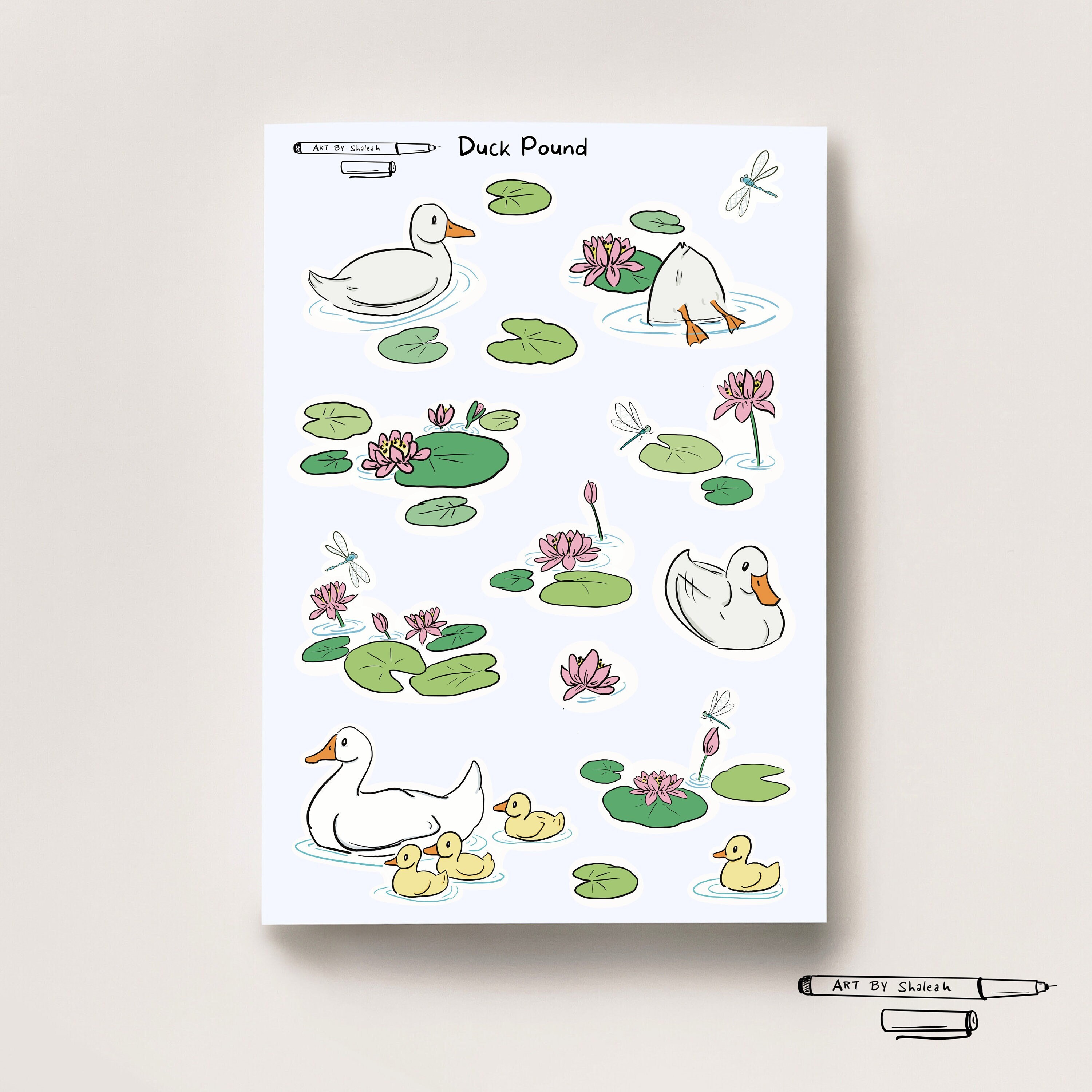 Duck Pond Sticker Sheets for Bullet Journaling, Cottagecore Flower ...