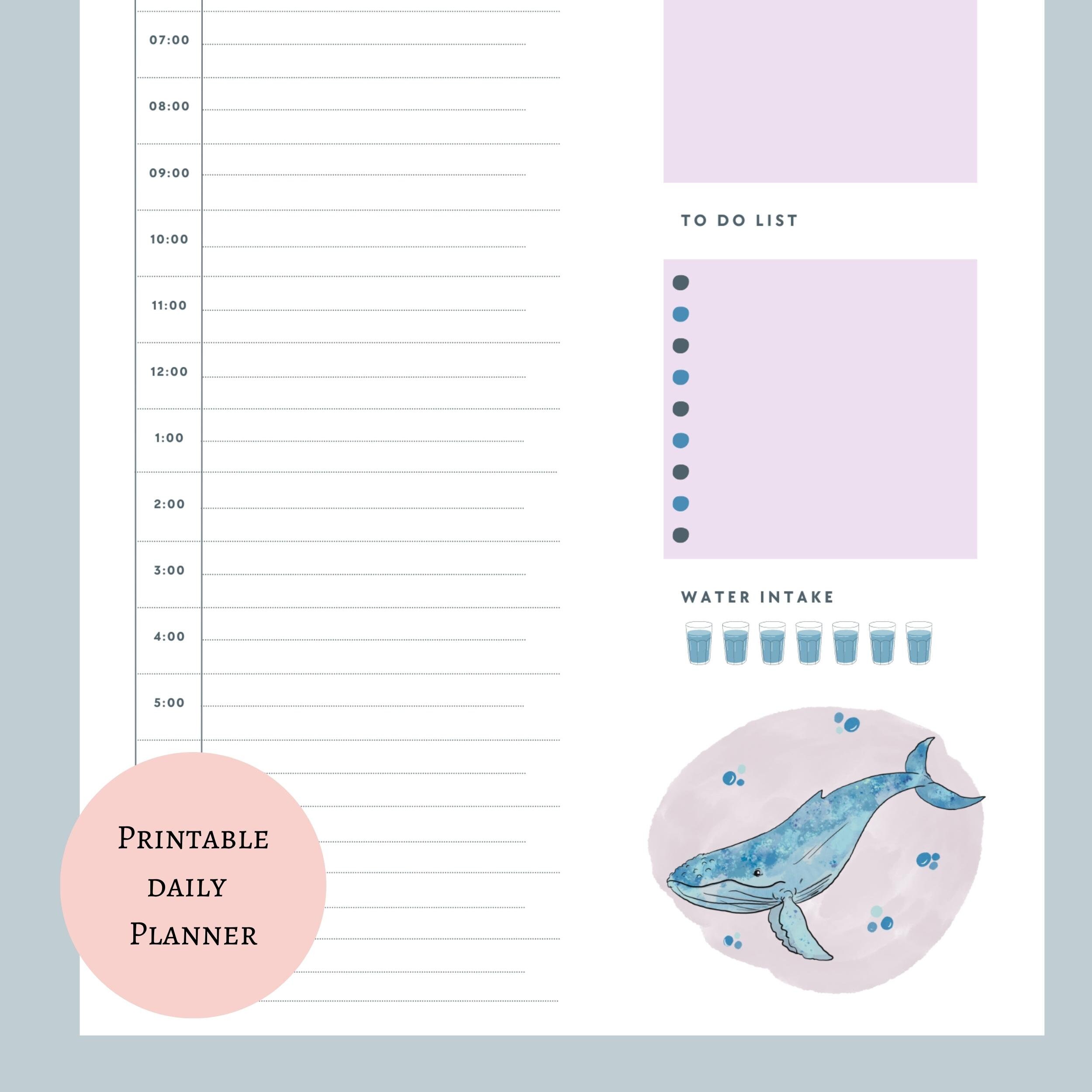 Printable Humpback Whale Daily Planner, Under the Sea Printable Planner ...