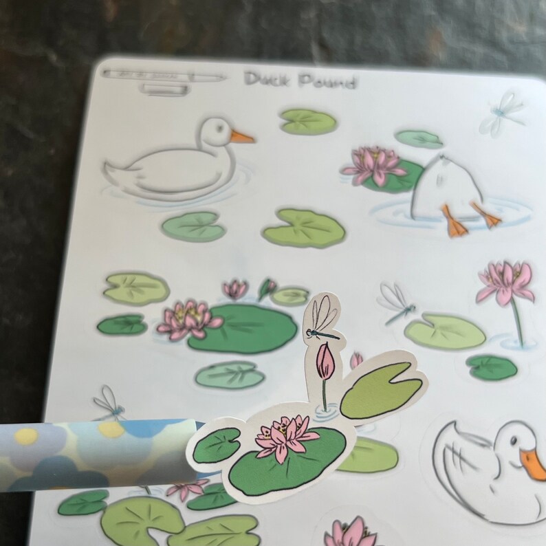 Duck Pond Sticker Sheets for Bullet Journaling, Cottagecore Flower ...