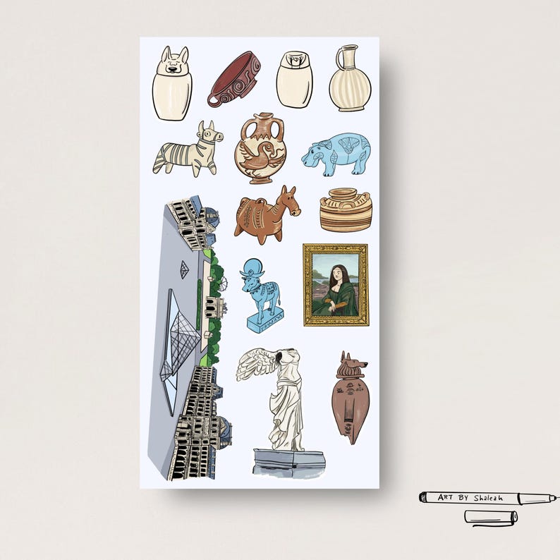 Day at the Louvre, Museum Sticker Sheets for Bullet Journaling, Planner ...