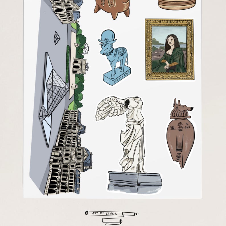 Day at the Louvre, Museum Sticker Sheets for Bullet Journaling, Planner ...