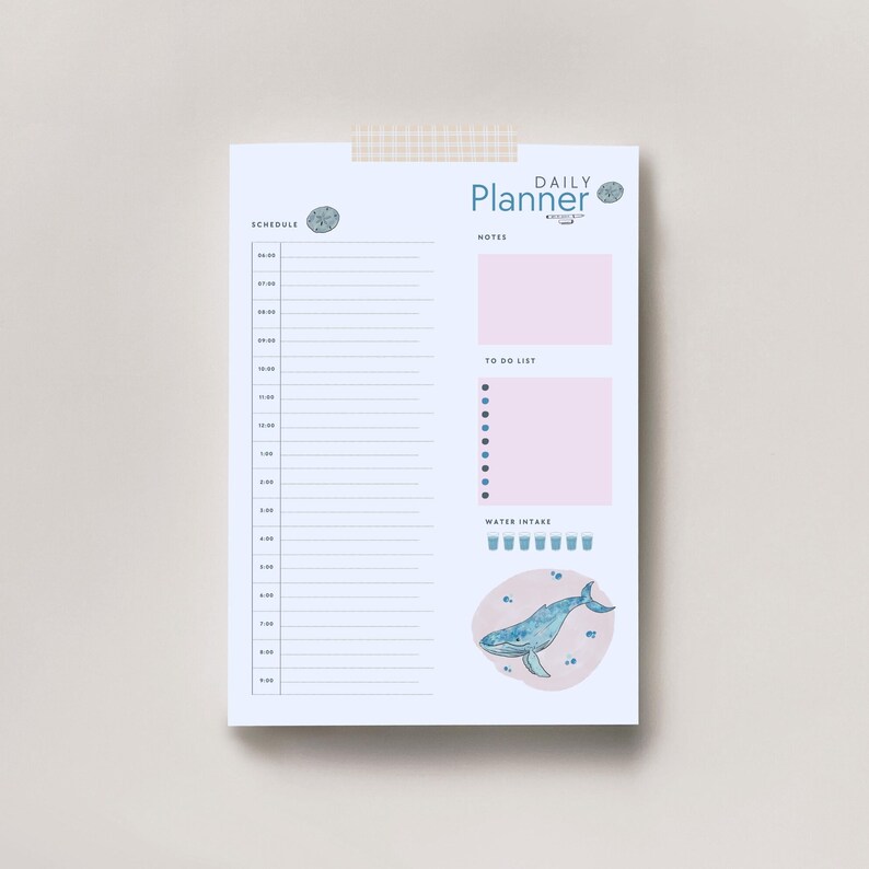 Printable Humpback Whale Daily Planner, Under the Sea Printable Planner ...