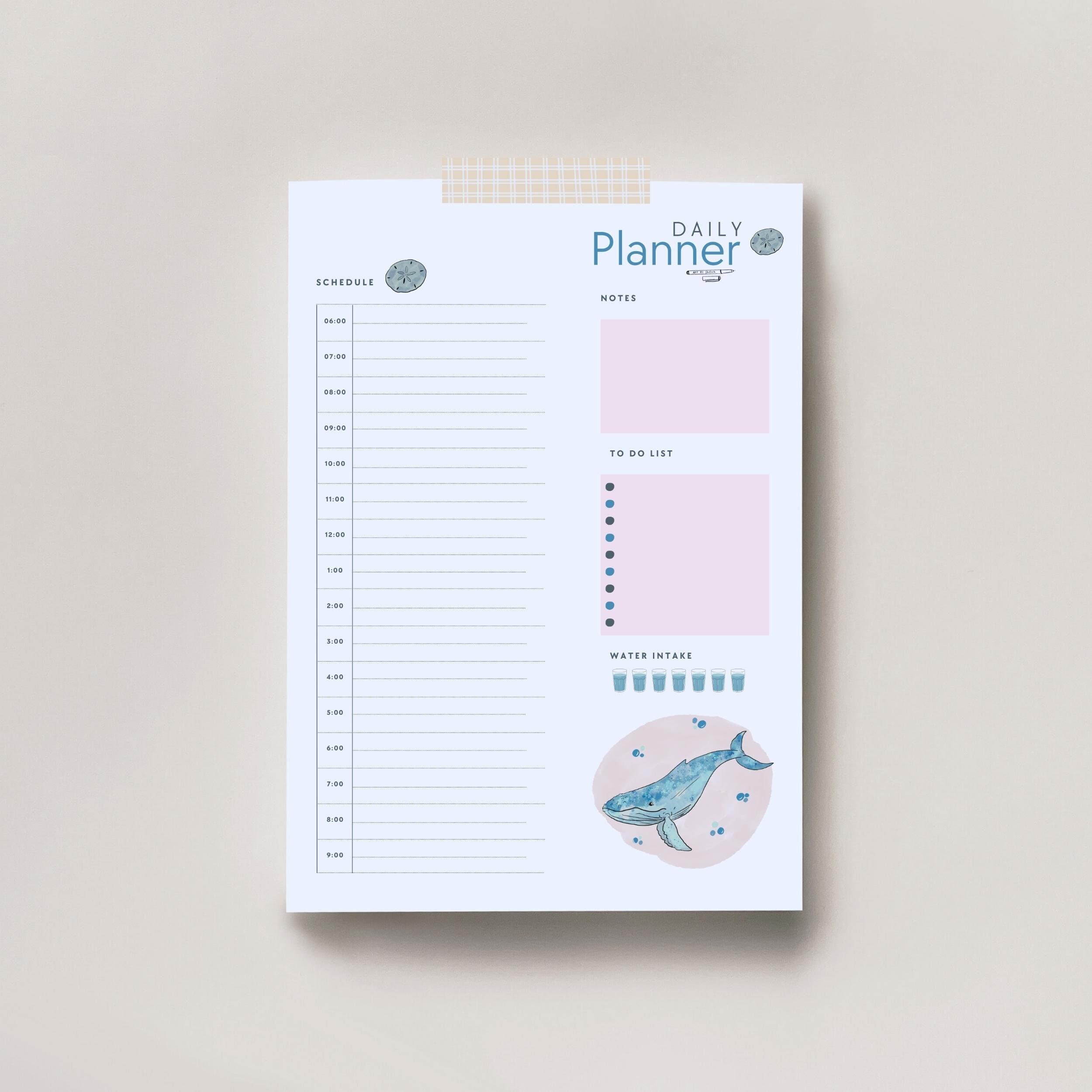 Printable Humpback Whale Daily Planner, Under the Sea Printable Planner ...