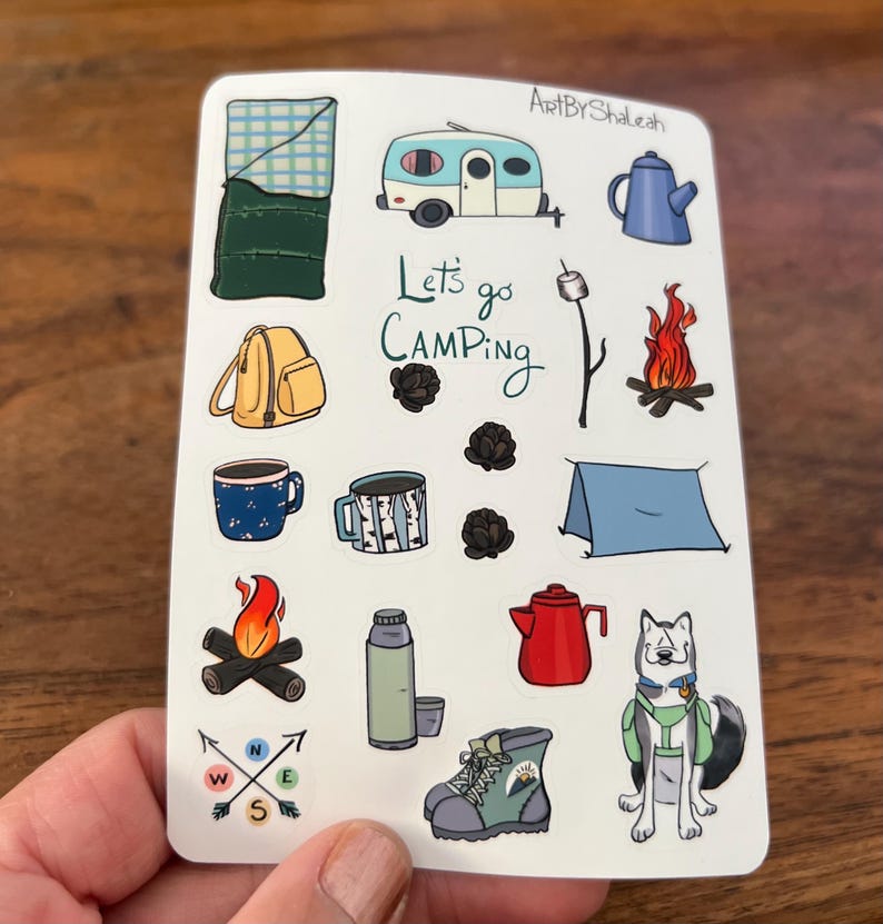 Camping Sticker Sheet, Bullet Journal Stickers, Planner Stickers - Etsy