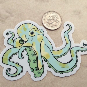 Cute Octopus Vinyl Waterproof Sticker, Water Bottles Sicker, Ocean ...