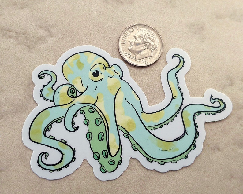 Cute Octopus Vinyl Waterproof Sticker, Water Bottles Sicker, Ocean ...