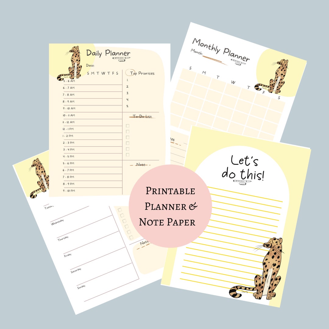 Cheetah Planner, Daily Planner, Weekly Planner, Printable Planner, iPad ...