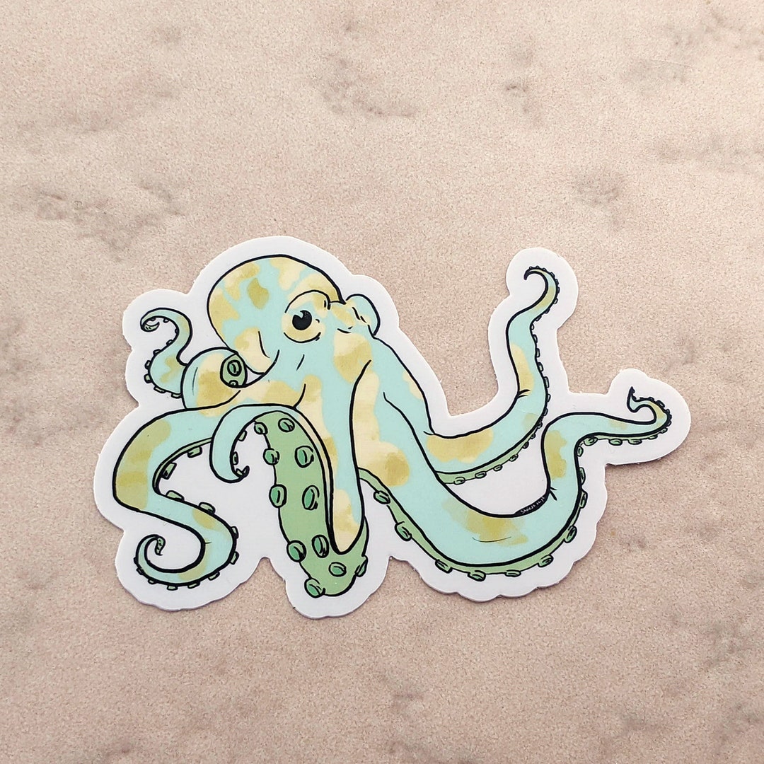 Cute Octopus Vinyl Waterproof Sticker, Water Bottles Sicker, Ocean ...