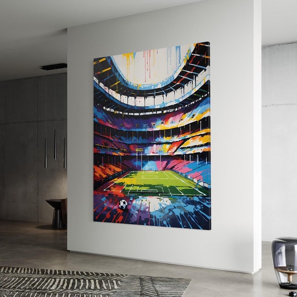 Football Soccer Stadium Abstract Watercolour Painting Sports Wall Art ...