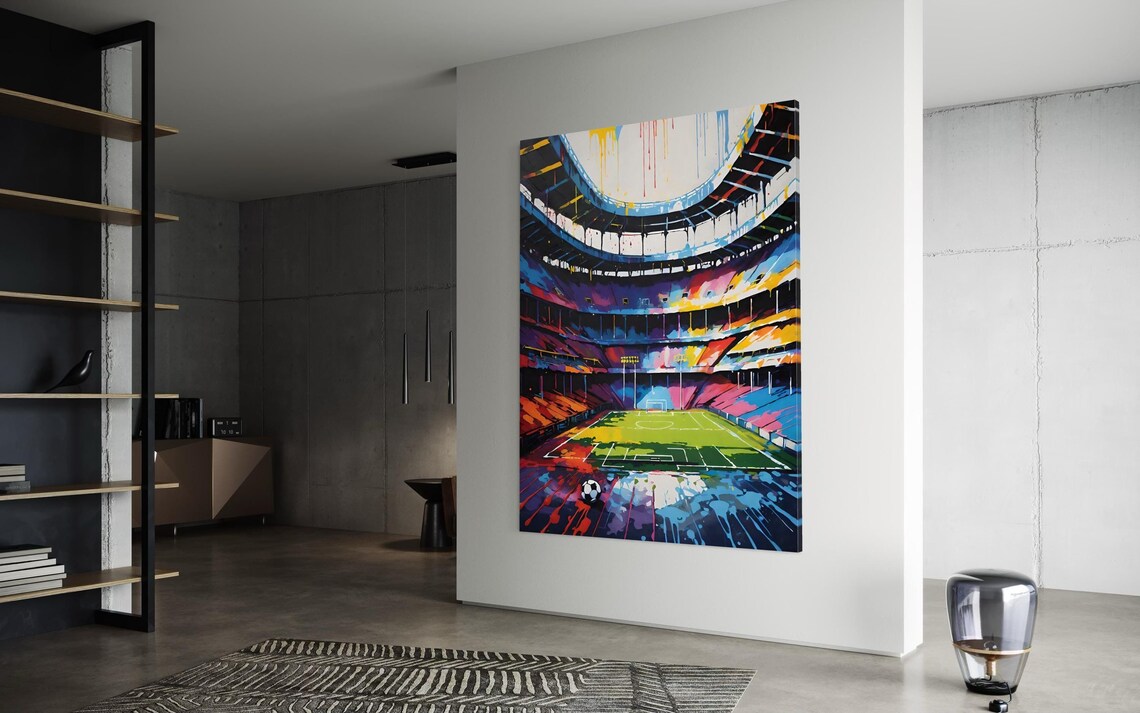 Football Soccer Stadium Abstract Watercolour Painting Sports Wall Art ...