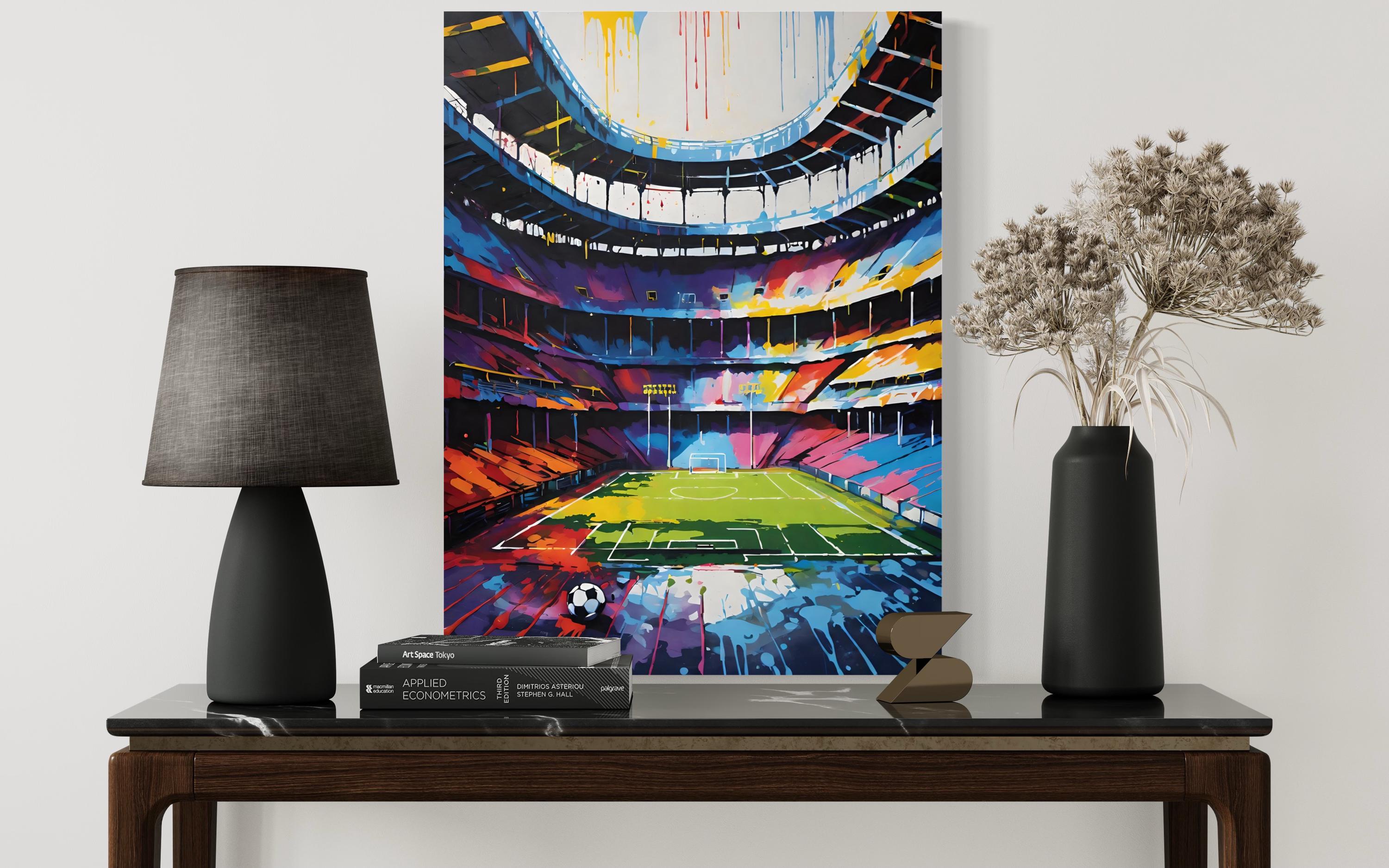 Football Soccer Stadium Abstract Watercolour Painting Sports Wall Art ...