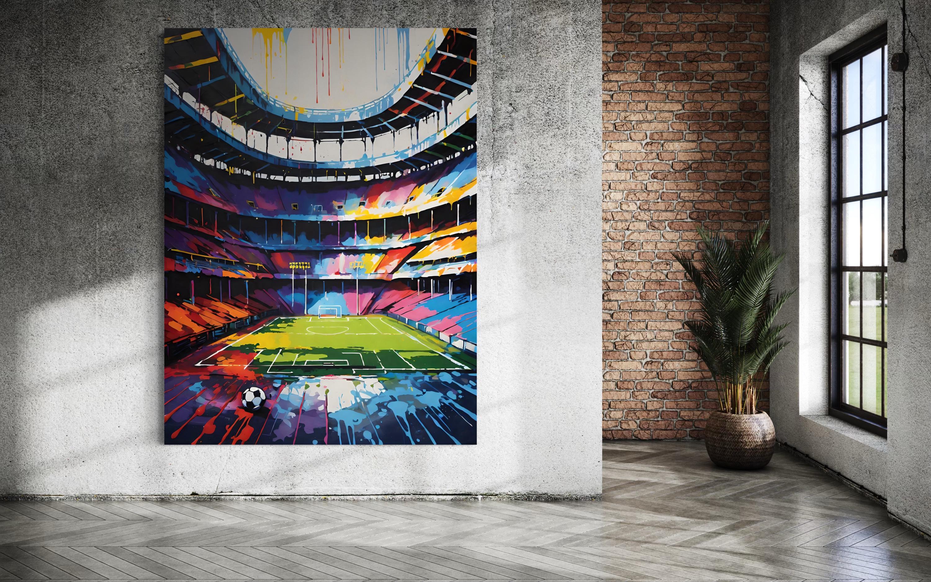 Football Soccer Stadium Abstract Watercolour Painting Sports Wall Art ...