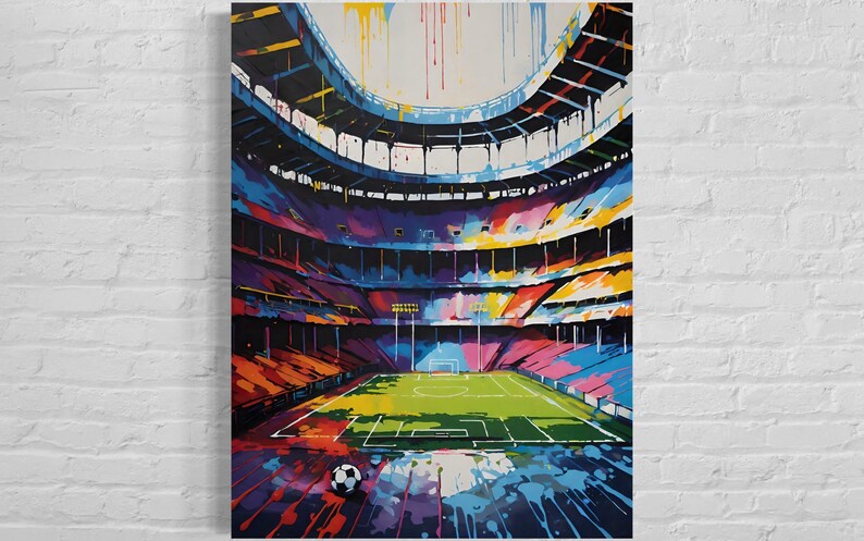 Football Soccer Stadium Abstract Watercolour Painting Sports Wall Art ...