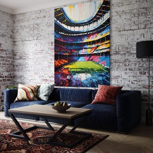 Football Soccer Stadium Abstract Watercolour Painting Sports Wall Art ...