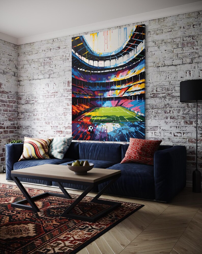 Football Soccer Stadium Abstract Watercolour Painting Sports Wall Art ...