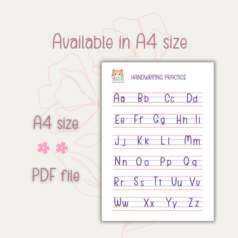 Alphabet Handwriting Practice | A-Z Letter Tracing Workbook (PDF) - Etsy