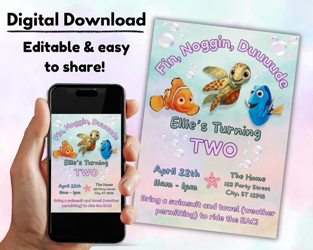 Editable Nemo Birthday Invitation – Ocean Party Theme | Digital ...