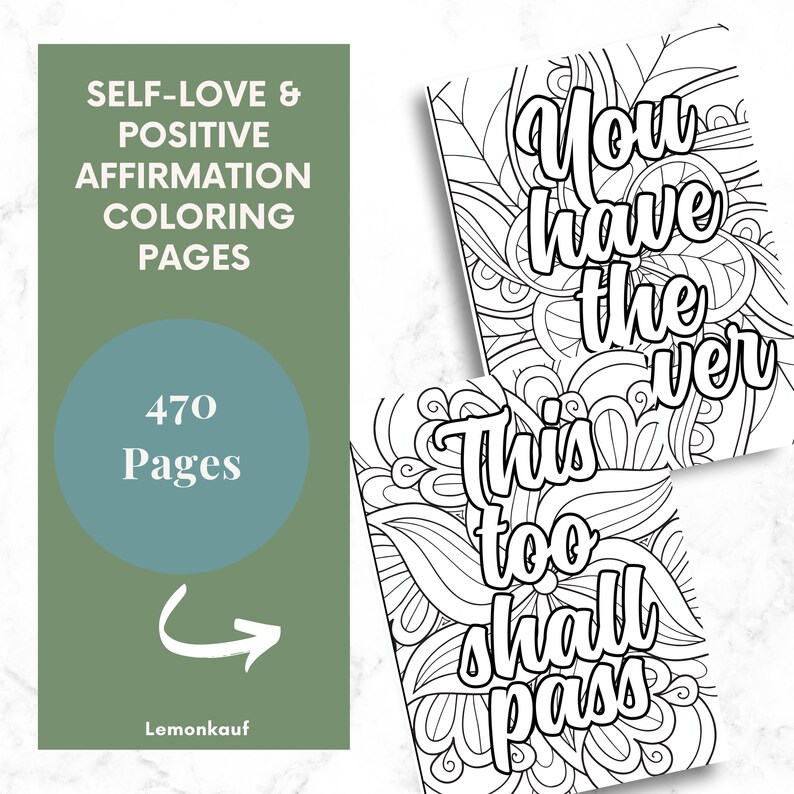 Self Love Positive Affirmation Coloring Pages | Inspirational ...