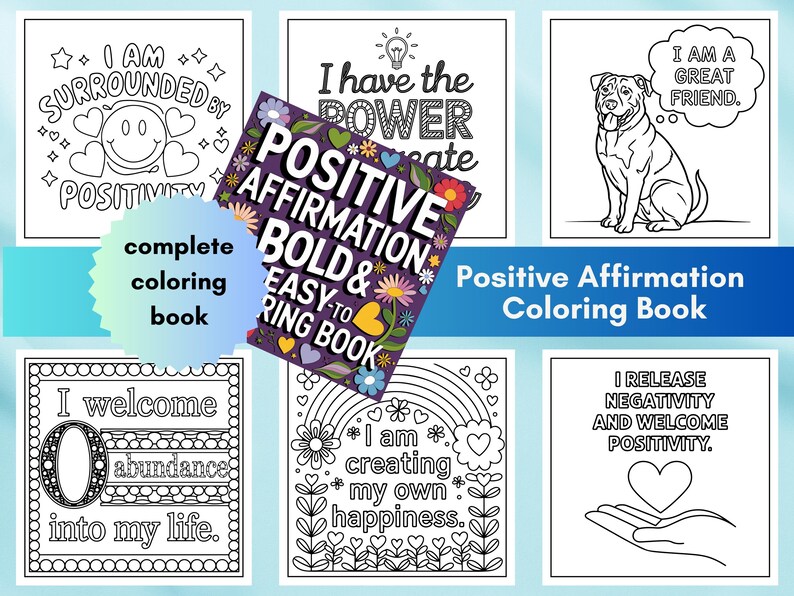 Positive Affirmations Coloring Pages Mental Health Motivational Quotes ...